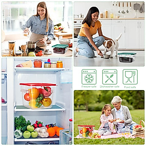 Lallisa 6 Pcs Food Storage Set, Square Polycarbonate Restaurant Food Storage Containers with Lids commercial Clear Cereal Containers for Kitchen, 3 Colors(2 Quart 4 Quart and 6 Quart)