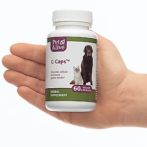 PetAlive C-Caps - All Natural Herbal Supplement Promotes Cellular and Immune System Health in Dogs and Cats - 60 Veggie Caps