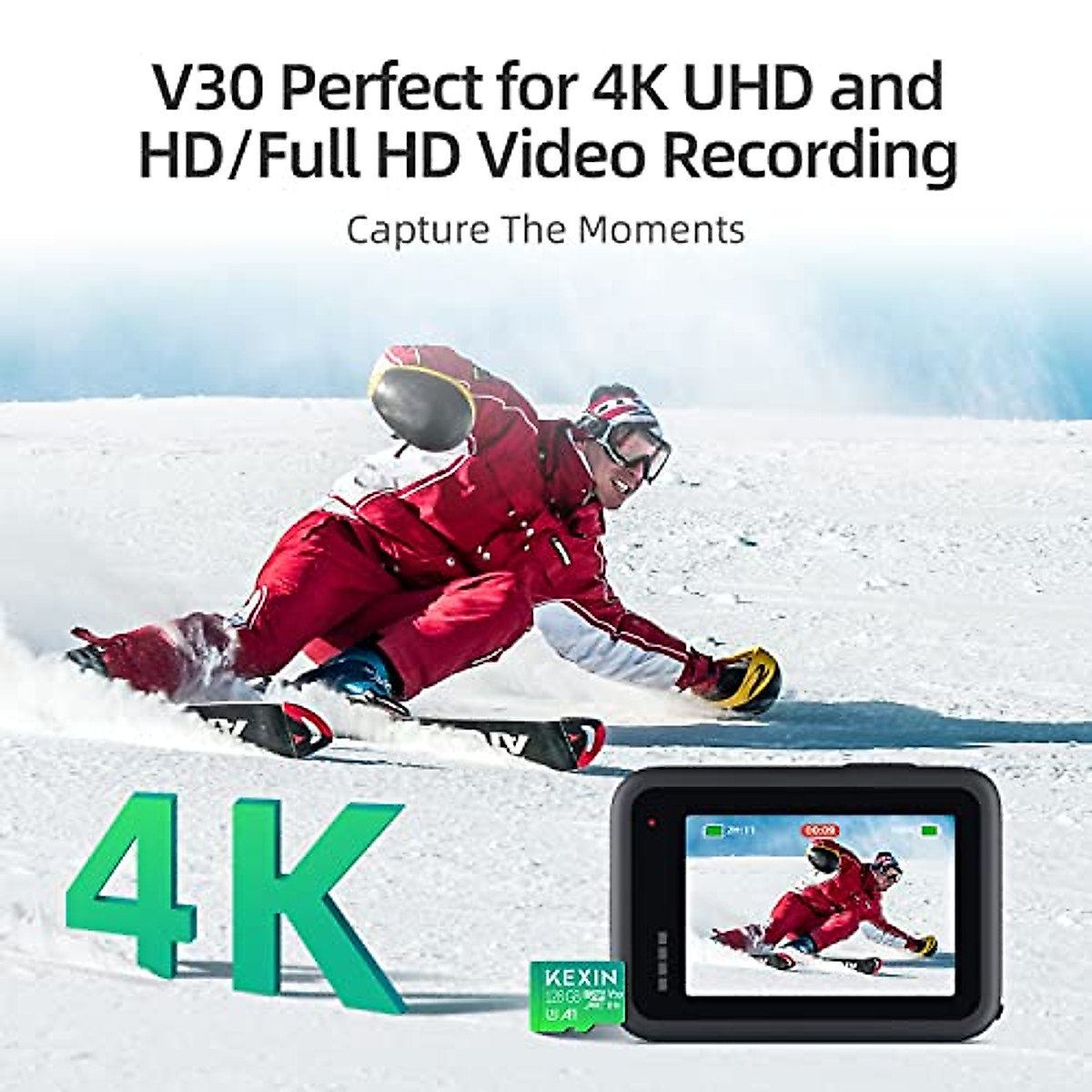 KEXIN Micro SD Card 128GB -Memory -Card + Adapter, 128 GB microSDXC Full HD & 4K UHD, UHS-I, U3, 3Pack Mini SD Card Expanded Storage for Android Smartphones, Tablets