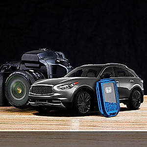 RYE Key Fob Cover with Glitter Liquid Quicksand,Flowing Bling Sparkle Key Fob Case Fit 4/5/6 Buttons Keyless Entry of Honda 2015-Up Civic Accord Fit Pilot CR-V Odyssey - Blue