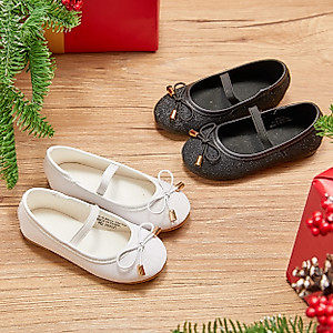 Felix & Flora Toddler Flower Girl Dress Shoes Size 5 - Girl Ballet Mary Jane Flats Black Party School Wedding