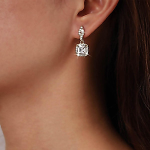 Sttiafay Vintage Crystal Square Drop Earrings Gold Cz Square Stud Earrings Rhinestone Square Dangle Earrings Geometry Cz Earrings Jewelry for Women and Girls