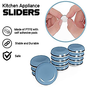 Self Adhesive Kitchen Appliance Sliders (DIY) - Easy Moving Pads Compatible with Most Blenders, Coffee Makers, Air Fryers, Pressure Cookers and More (12 PCS)