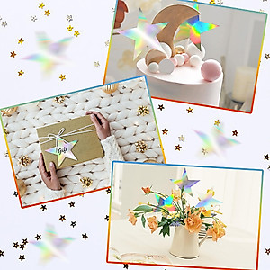 120 PCS Iridescent Five Star Cutouts Double Printed Paper Star Decorations Star Confetti Cutouts Cardboard Stars for Bulletin Board Stars Accents Classroom Wall Party Decoration