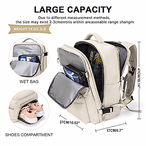 Large Travel Backpack Women, Carry On Backpack,Hiking Backpack Waterproof Outdoor Sports Rucksack Casual Daypack School Bag Fit 14 Inch Laptop with USB Charging Port Shoes Compartment