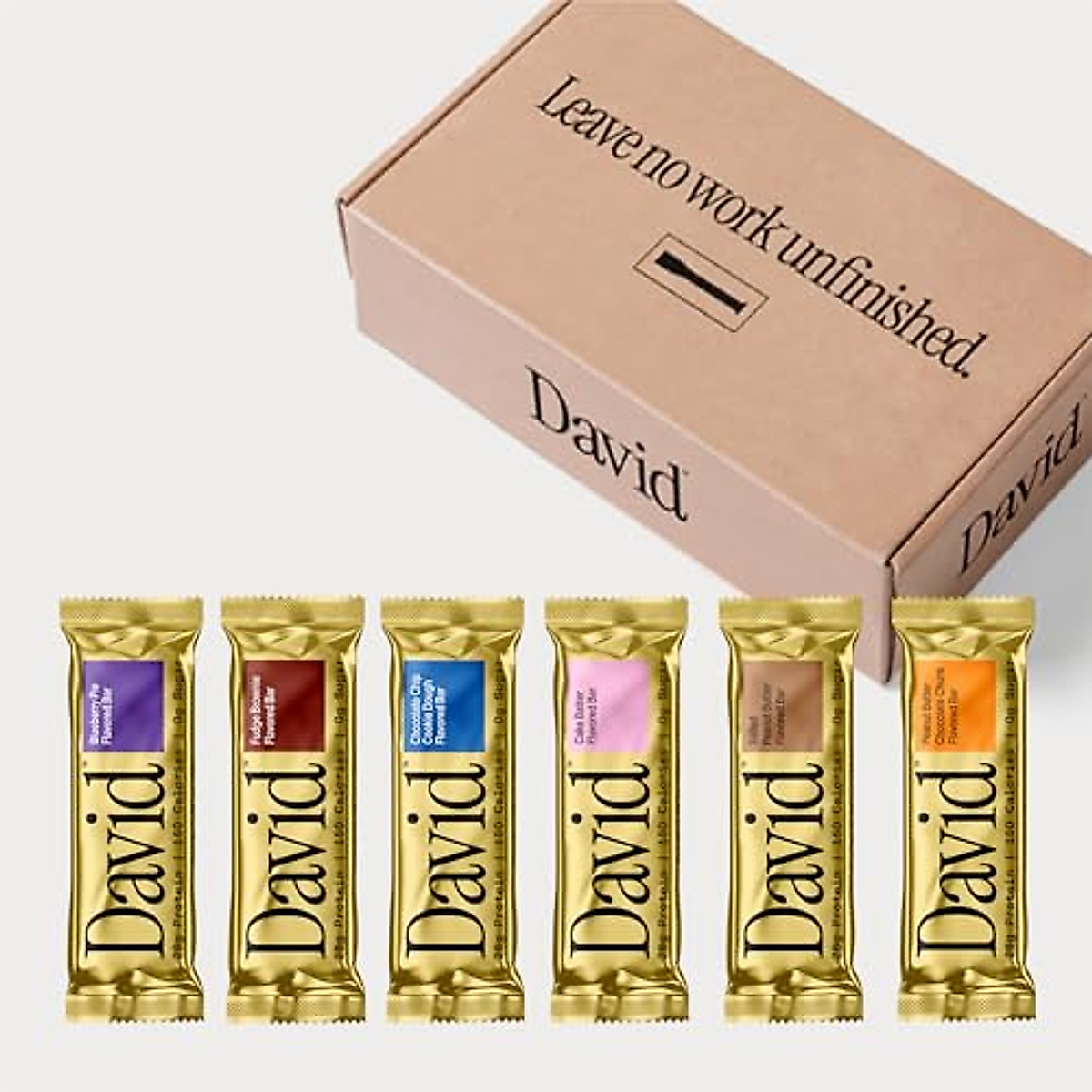 David, Protein Bar, Variety Pack, Pack of 6 Protein Bars | 28g of Protein | 150 Calories | 0g of Sugar - High Protein, Low Carb, Gluten Free Protein Bar