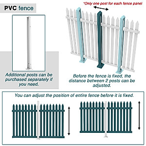 ECOOPTS 36" H x 84" W Vinyl Picket Fence Panels White Decorative Fence for Garden Patio Yard Pool Walkways (34 Pickets, Straight)