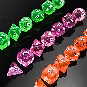 30 Set DND Double-Colors Polyhedron Dice Set for Dungeons and Dragons D&D RPG MTG Table Games D4 D6 D8 D10 D% D12 D20 30 Colors Dice (210 Pieces)