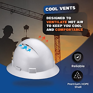 Acerpal Updated Vented Full Brim Hard Hat, Light Grey Carbon Fiber Gloss, Padded, OSHA Construction Safety Approved Hardhats, Hard Hats for Men, Cascos De Construccion Helmet.
