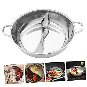 Stainless Steel Mandarin Pot Wok Pan with Lid Nonstick Cookware Ramen Hot Pot Chinese Divided Hotpot Divided Hotpot Pot Shabu Hot Pot Silver Practical Hot Pot Soup Pot Split