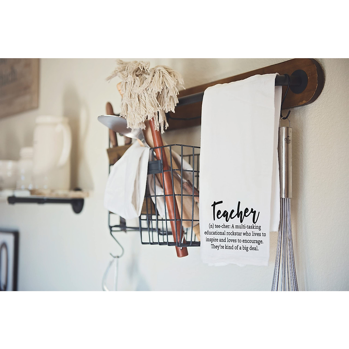 Handmade Teacher Kitchen Towel - Definition of a Teacher - 100% Cotton Hand Towel for Teacher Appreciation - 28x28 Inch Perfect Teacher Gifts from Student-Housewarming-Christmas Gift (Teacher)