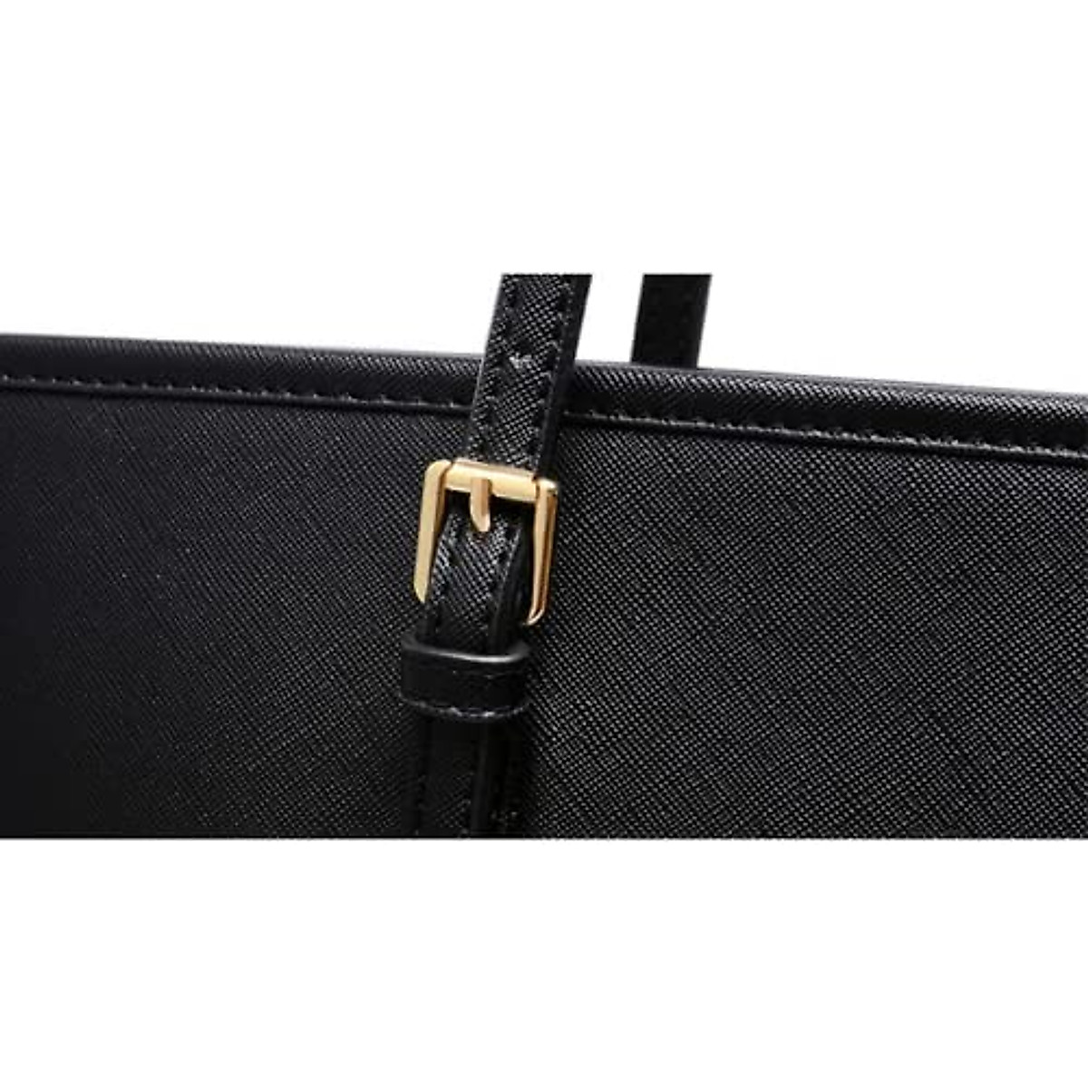 Women's shoulder bag, large capacity vertical zipper open tote bag, women's handbag (Black with white)