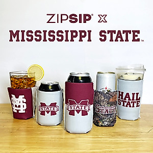 Mississippi State University MSU Bulldogs Split BigSip All-in-One Adjustable Neoprene Insulated Drink Holder with Zippers