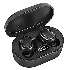 MIUMIUPOP Wireless Bluetooth Earbuds, Mini Size with LED Display? Immersive Bass Stereo Noise Cancelling Headphones, Headset for Sports, Home, Work Black (Black)