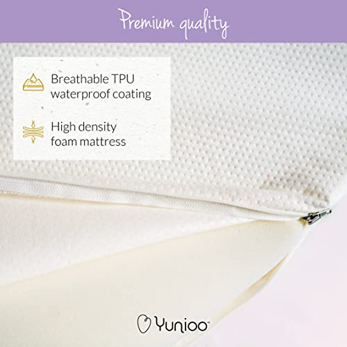 YUNIOO™ Foam Changing Pad. Moses Basket or Oval Bassinet Mattress Pad with Waterproof & Ultra Soft Cover. Replacement Diaper Changer Station Mattress. Changing Table Topper for Dresser. 29” x 15”