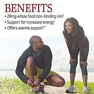 Garden of Life Vitamin Code Iron Supplement, Healthy Blood - 60 Vegan Capsules, 28g Iron, Vitamins B, C, Trace Minerals, Fruit Veggies, Probiotics - Iron Supplements for Women Energy, Anemia Support