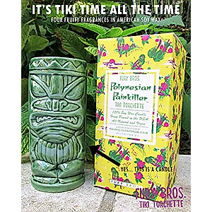 Tiki Torchette Candles from Fury Bros. | A 70-Hour Transport to The Tropics | Polynesian Painkiller - Pineapple, Coconut Cream, and Rum |Soy Wax, Vegan Friendly | Hand Poured in The USA, 12 oz