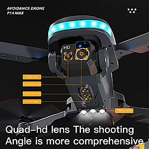 P14 Pro Compact & Foldable Mini Wireless Drone - Dual 4K HD FPV Camera - Intelligent 360° Obstacle Avoidance - WIFI VR RC Drone Quadcopter Circle Fly, Route Fly, Altitude Hold, Headless Mode (Black)