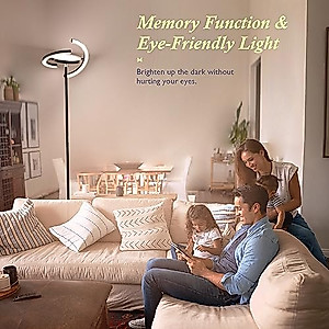 FIMEI Floor Lamp, Modern Bright Standing Lamp with Split Rotatable Outer Ring Light, 3 Color Temperature and Stepless Dimming, Remote/Touch Independent Control for Living Room Bed Room Office, Black