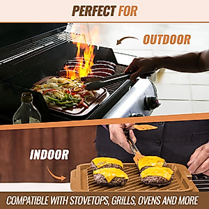 Gotham Steel Reversible Grill Pan and Griddle Pan for Stove Top with 3x Coated Surface Perfect for Eggs Pancakes Steaks and More, Stove Top Griddle for Gas Grill, Oven Safe, PFOA Free - 11.5 Inch