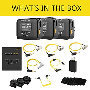 Deity TC-1 KIT Wireless Timecode Box 3 PCS,2.4G Radio,Timecode Accuracy 0.5ppm,8 Channel,Bluetooth 5.0,Max Range 250 FT, Support APP Control with 3 BNC Cable Wireless Timecode Generator