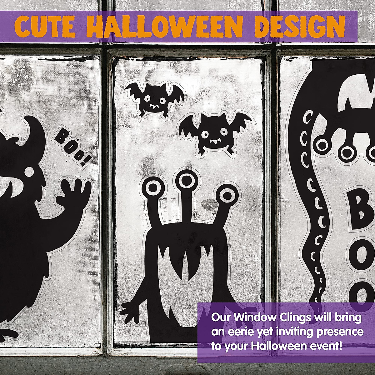 JOYIN Halloween Decorations Window Clings - Hallowmas Monster Window Covers Novelty Cute Wiggly Monster Window Decal Stickers for Halloween Party Decoration Party Supplies Decor Window Decoration