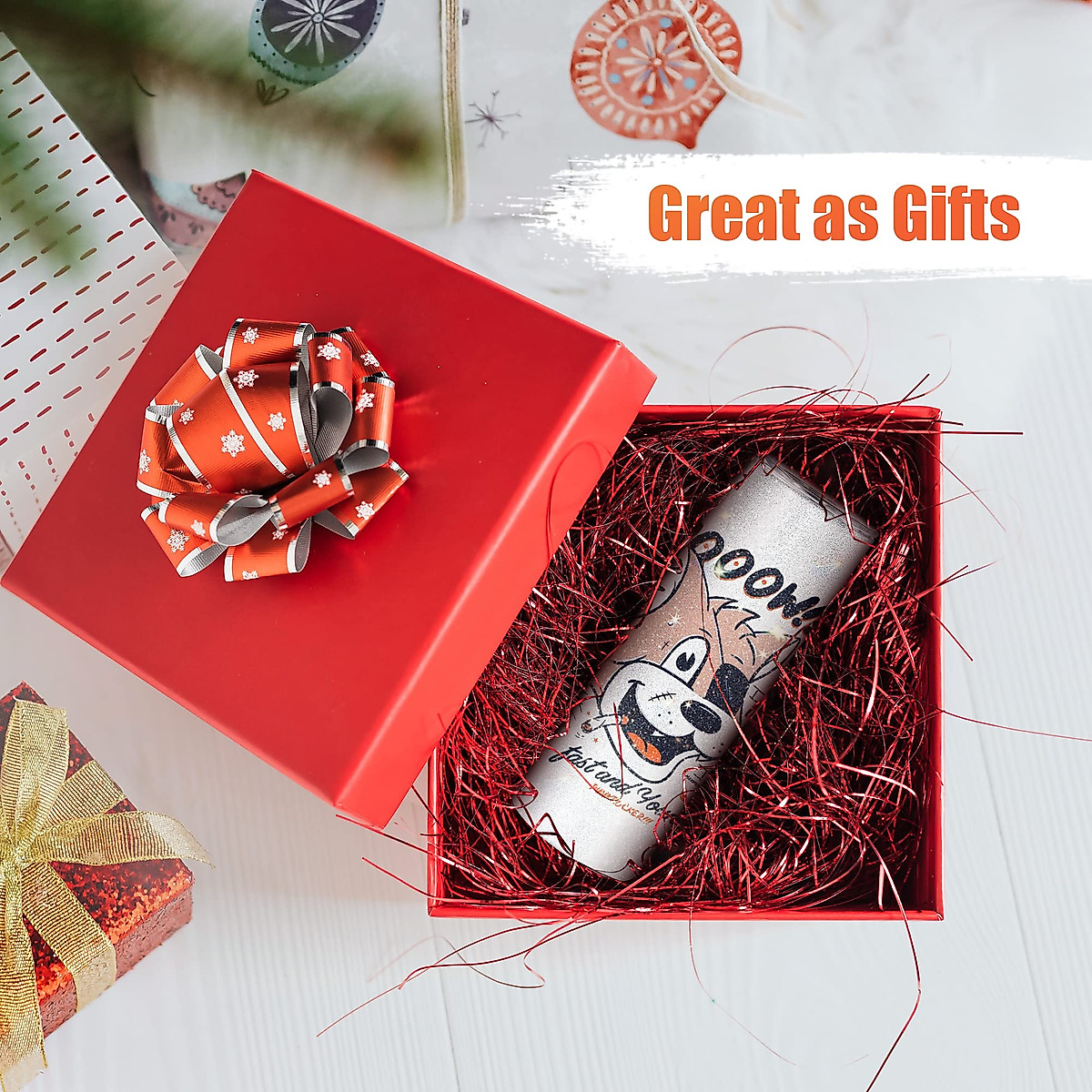 AGH Sublimation Glitter Tumbler Blanks 20oz Glitter Skinny Tumbler Bulk, 4 Pack Silver Stainless Steel Double Wall Insulated with Lid and Metal Straw