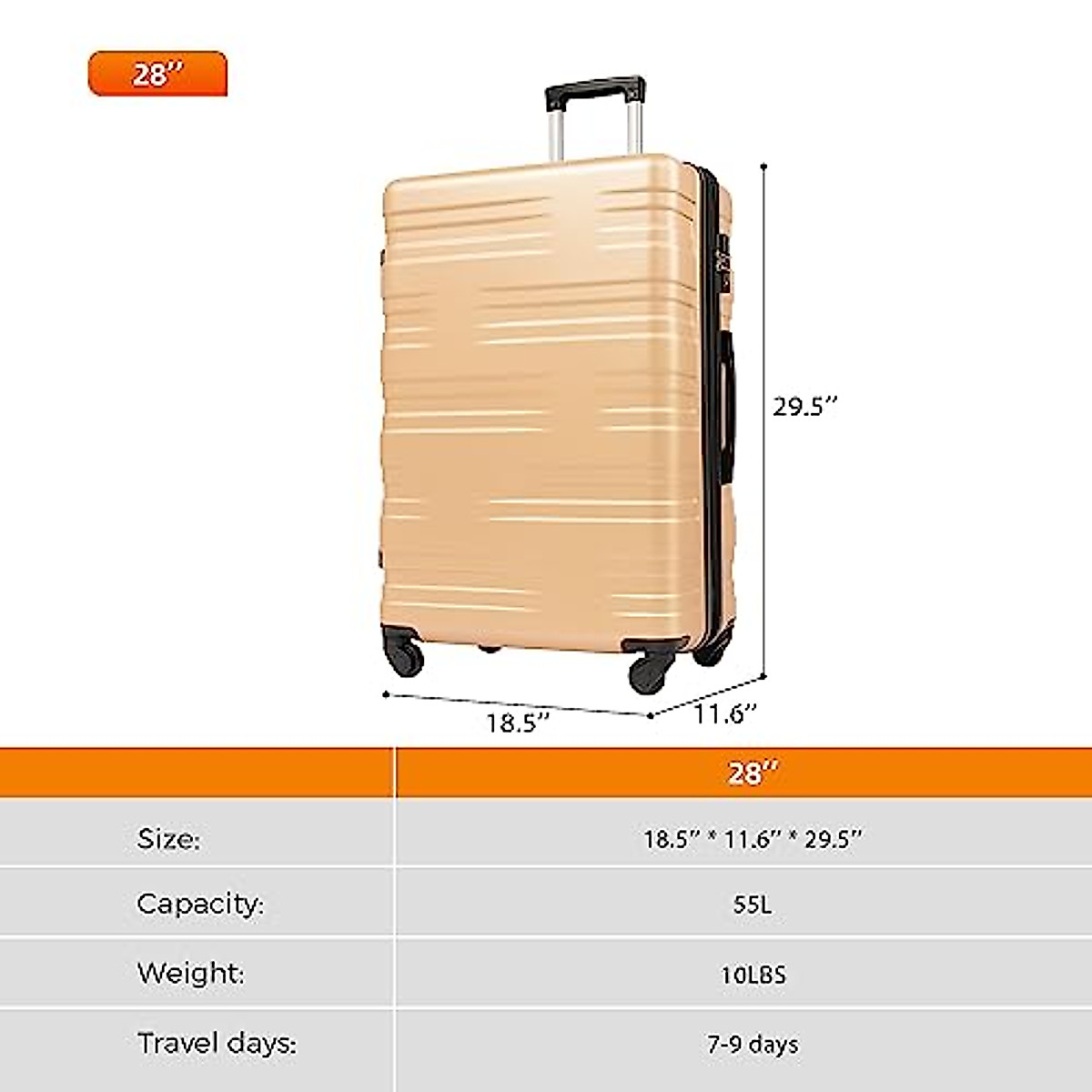 Merax Carry on Luggage Checked in Luggage Suitcase with Wheels Hard Case 28 IN Luggage Expandable with Spinner Wheels