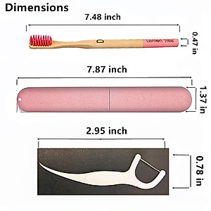Bamboo Toothbrush （4-pack with Cases ）- Soft Eco Friendly, with 4 Pc Travel Toothbrush Case and 10 pack Dental Floss - Bpa Free Biodegradable - Wood Kit