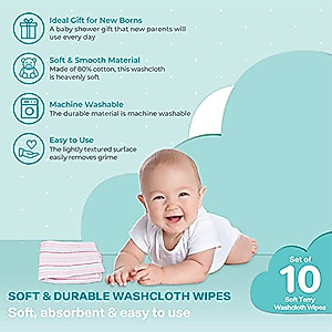 Spasilk Baby 10 Pack Soft Terry Bath Washcloth Wipes