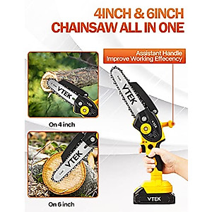 Mini Chainsaw Cordless 4 inch, 6 inch Battery Powered Chainsaw, Handheld Portable Electric Chain Saws for Wood Cutting,Tree Pruning,Trimming. (4-6 inch)