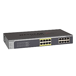 Netgear ProSafe Plus JGS516PE Ethernet Switch - 16 Ports - 8 x POE - 8 x RJ-45 - 10/100/1000Base-T - Desktop JGS516PE-100NAS