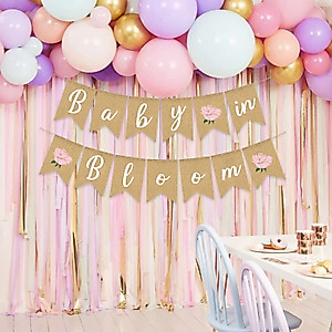 Gankbite Baby In Bloom Burlap Banner Flower Baby Shower Decoration Rustic Plant Sweet Girl Pink Floral Theme Party Supplies