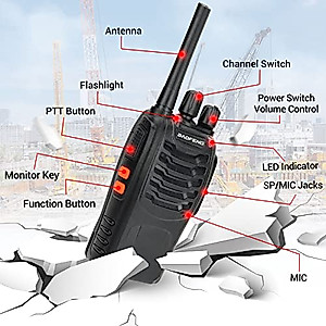 Walkie Talkies for Adults - Baofeng Long Range Walky Talky FRS Walkie Talkie Rechargeable Two Way Radio USB Charger- 16 Channels-Flashlight - Earpiece - Rechargeable Li-ion Battery(Include) - 2 Pack