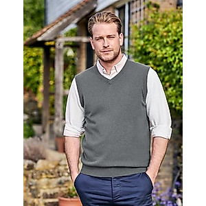 COOFANDY Men s Wool Blend Relax Fit Vest Knit V-Neck Sweater