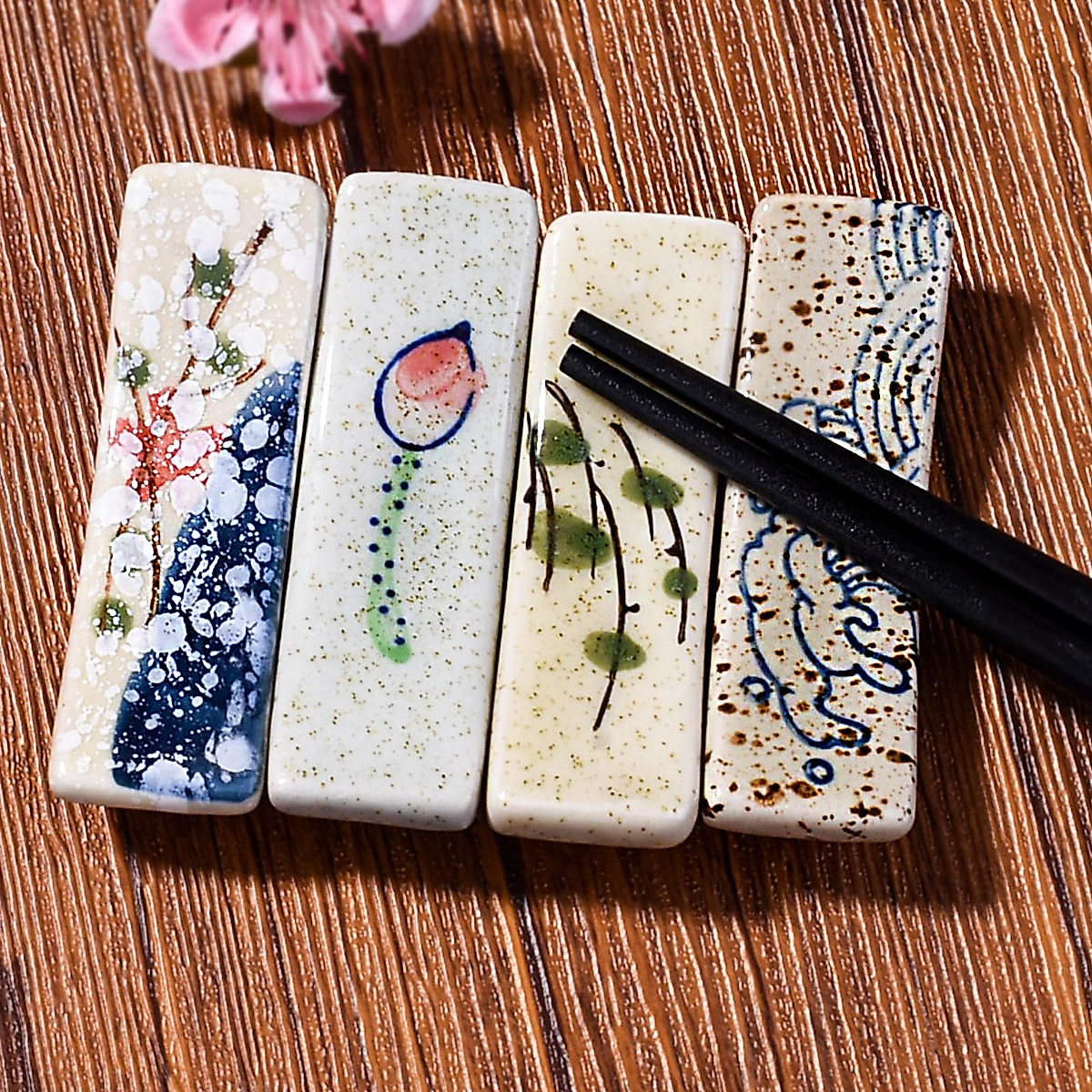Japanese Style set of 4pcs Ceramic Chopstick Stand Rest Tableware Kitchen Tools