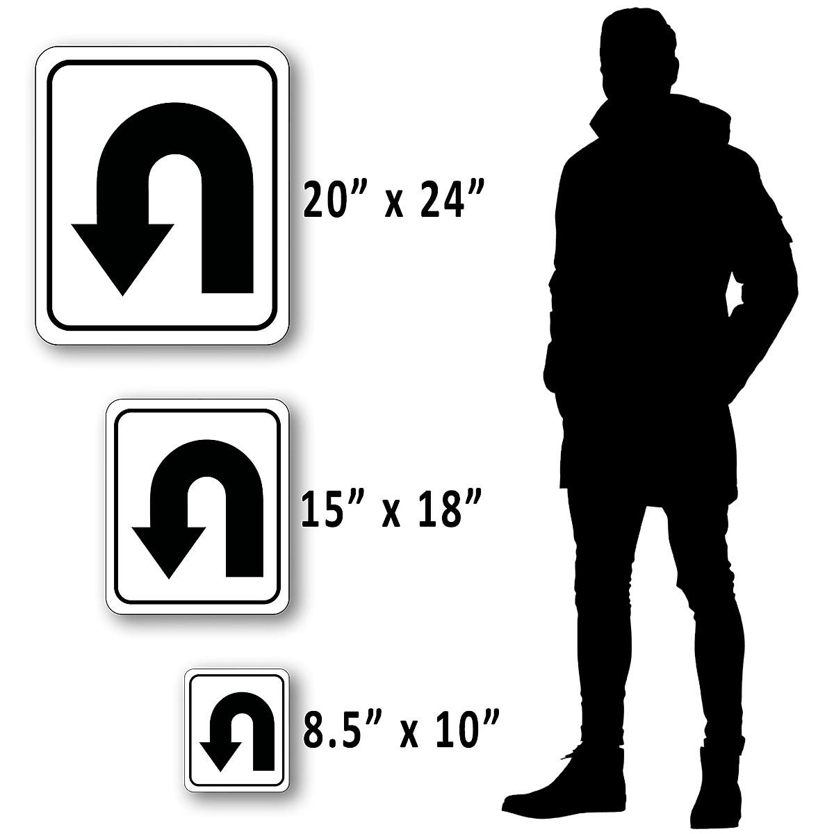 U-Turn Right Arrow Aluminum Composite Outdoor Sign - Street Signs - Road Signs - Right Turn Only Traffic Sign - Personalized Signs - Private Driveway Sign - One Way Sign - 8.5" X10"