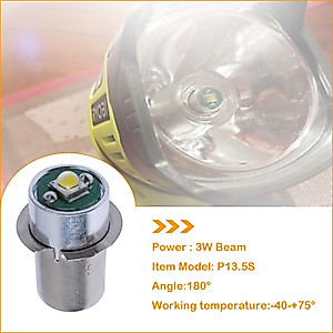 Podoy 3w 18v LED Upgrade Bulb for Compatible with Ryobi P704, P703, P700 Replace 780287001 Flashlight Bulb with White Light (2 Pack)
