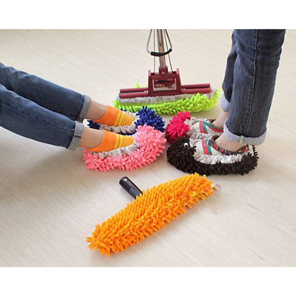 King's deal 12pcs (6 Pairs) Dust Floor Cleaning Slippers Shoes Mop House Clean Shoe Cover Multifunction 6 Color