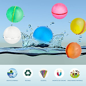 KISKISBY Reusable Water Balloons Water Bombs Splash Ball Quick Fill Self-Sealing Silicone Refillable Water Balls Outdoor Activities Summer Toy Pool Beach Water Games Toys for Kids ages 4-12 (12 Pcs)