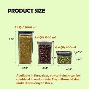 EleganceEssentials Container Set, Canisters Sets for the Kitchen, Flour Sugar Storage Containers, Airtight Food Storage Containers, Food Storage Containers with Lids Airtight (Gray, 6-Piece)