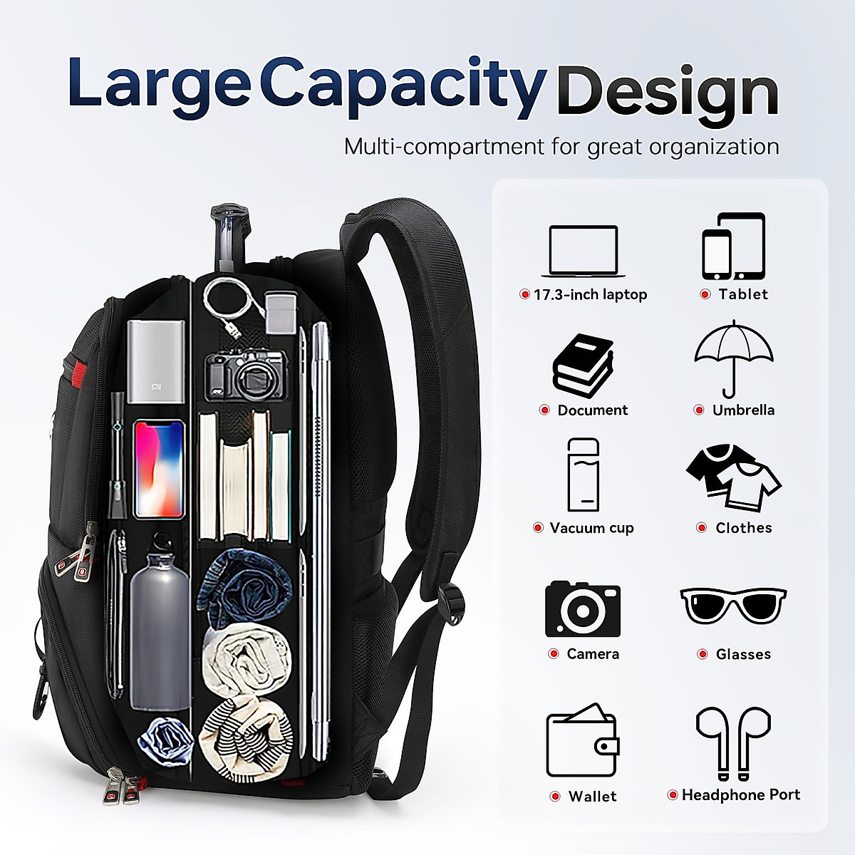 Travel TSA Friendly Laptop Backpack | Anti-Theft Bag with USB Charging Port and Combination Lock, Waterproof - Fits Most 17.3 Inch Laptops and Tablets OAA28015173B
