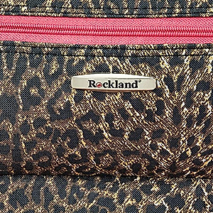Rockland Fashion Softside Upright Luggage Set, Expandable,Lightweight,Telescopic Handle,Wheel, Pink Leopard, 2-Piece (14/19)