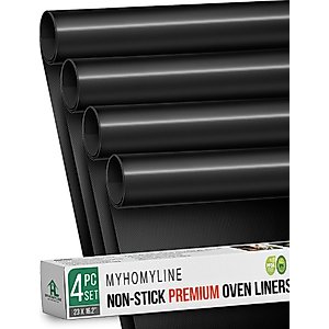 Oven Liners for Bottom Rack of Gas Electric Oven - 4X Large Nonstick Oven Liners - Heavy Duty Reusable Oven Floor Protector Liner - Oven Bottom Mat