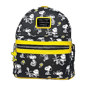 Loungefly Peanuts Snoopy and Charlie Brown Allover Print Womens Double Strap Shoulder Bag Purse