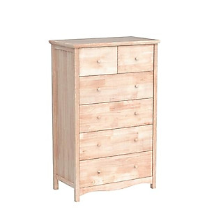 VINGLI Unfinished 6 Drawer Dresser, Natural Solid Wood Dresser Color DIY, Upgraged Rustic Farmhouse Tall Dresser with Spacious Storage Chests of Drawers with Full Extension Drawer Slides