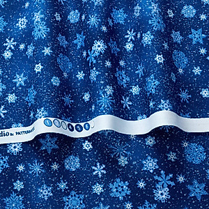 Elizabeth Studio Landscape Medley Snowflakes Royal, Fabric by the Yard