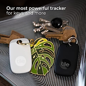 Tile Pro (2022), 2-Pack (Black/White). Powerful Bluetooth Tracker, Keys Finder and Item Locator for Keys, Bags, and More; Up to 400 ft Range. Water-Resistant. Phone Finder. iOS & Android Compatible