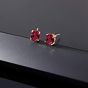 Gem Stone King 14K Gold 8X6MM Oval Gemstone Birthstone Stud Earrings | Gold Earrings for Women