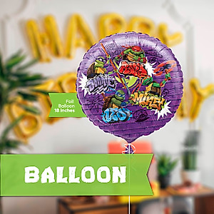 Ninja Turtle Party Decorations | Ninja Turtle Birthday Decorations | Teenage Mutant Ninja Turtles Party Supplies | TMNT | Balloon, Tablecloth, Door Poster, Sticker | Officially Licensed